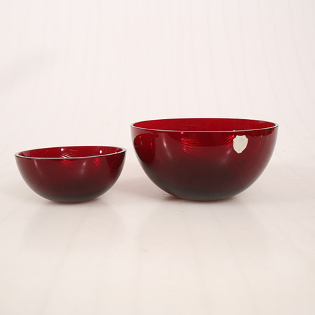 BOWL red glass, Trelleborgs Glasbruk, 2 parts. Glass - Utility glass ...