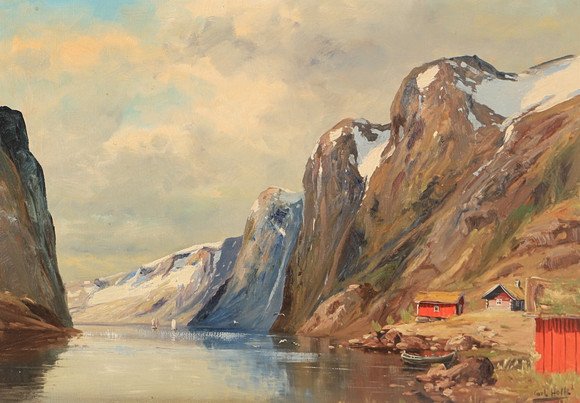 CARL HOLTE. Fjord landscape, oil on canvas, signed. Art - Paintings ...