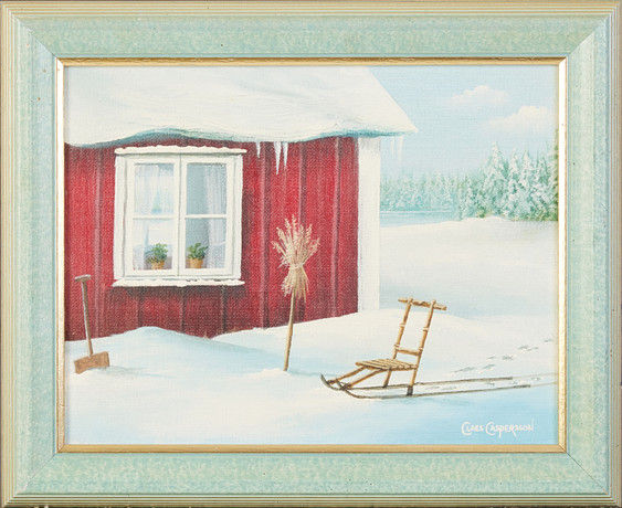 CLAES CASPERSSON (b.1953). "Winter at the croft" oil painting on canvas ...