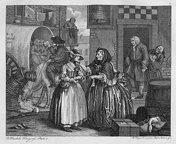 WILLIAM HOGARTH. Samling av Hogarthian kopparplatta gravyrer. 5 ...