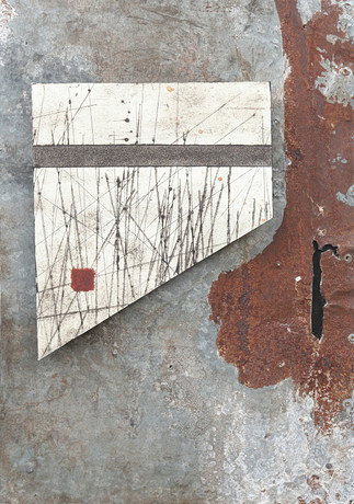 CARL-JOHAN BLOMQUIST F.1970. Composición, plancha pintada, verso ...