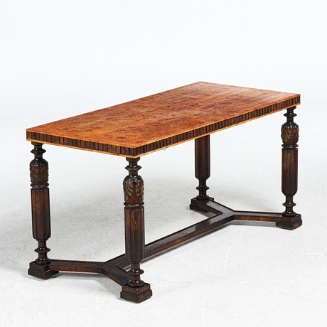 COFFEE TABLE. Swedish Grace, connected leg stand in birch with baluster ...