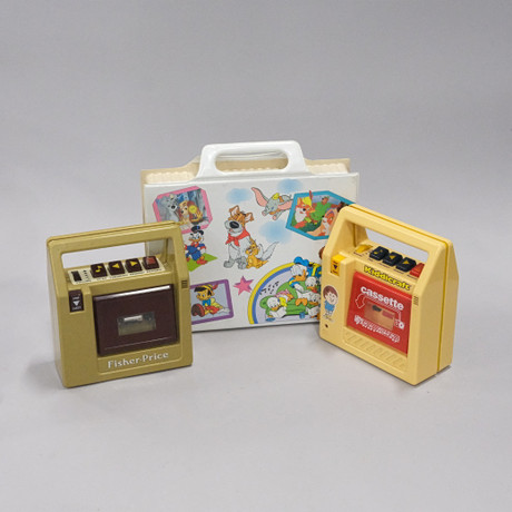 FISHER PRICE, TWO CASSETTE TAPE PLAYERS WITH TAPES. 1970/80 SPEECH ...