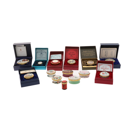 A COLLECTION OF EIGHT HALCYON DAYS ENAMEL TRINKET BOXES. Miscellaneous ...