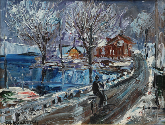 ALF JOHANSSON. Olja på duk, "Vinter Bohuslän", signerad. Konst - Måleri ...