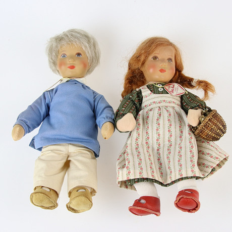 KÄTHE KRUSE. Collector's dolls, 2 pcs. model Hanne Kruse, girl and boy ...