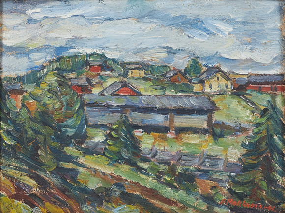 ARVO MAKKONEN. Landscape, signed and dated -41, oil on board. Art ...
