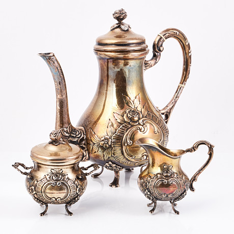 TESERVIS, 3 parts, 835/1000 silver, Germany, 20th century, decoration ...