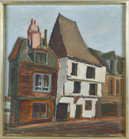 ERIC LINNÉ (1905-1995). "Old Houses in Brittany", oil on canvas, signed ...