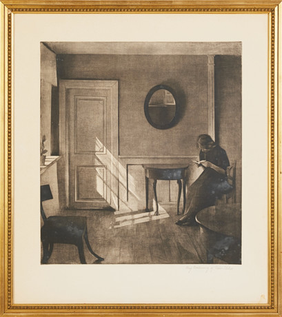 PETER ILSTED. Kvinna med brev, påskrift Orig Radering af Peter Ilsted ...