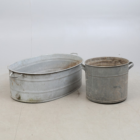 BALJA och TUNNA i ZINK. Silver & Metall - Övriga metallföremål - Auctionet