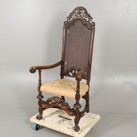 A CAROLEON STYLE CARVED WALNUT ELBOW CHAIR. Furniture - Armchairs ...