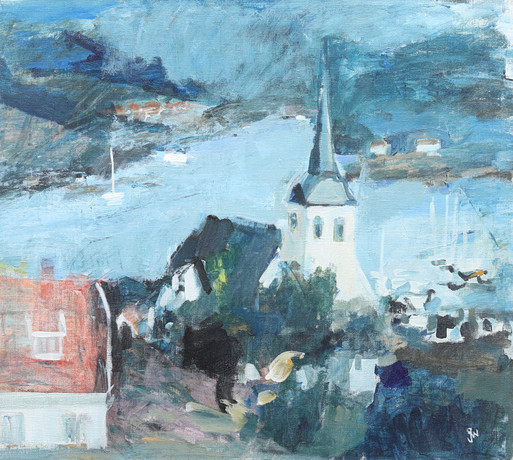 JAN WIBERG (FÖDD 1944). "Fiskebäckskil", olja på duk, signerad. Konst ...