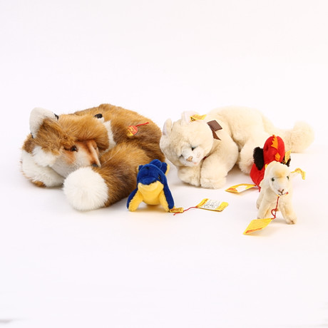 STEIFF, 5 st, "Minou", "Fuzzy", Lamby", "Cosy Bibi, samt delfin. 1900 ...