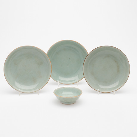 DISH, 4 pieces, China, 19th century, porcelain with celadon glaze ...