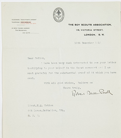 AUTOGRAPH, Robert Baden Powell, (1857-1941) typed letter dated December ...