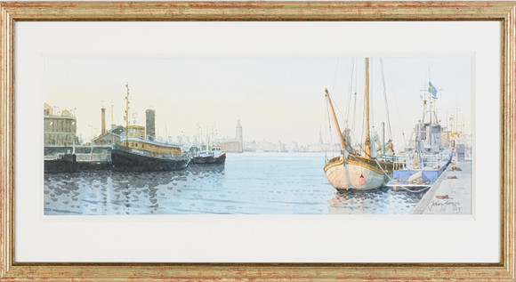 JOHAN PERSSON (F. 1950). "Vid Pålsundet", akvarell, signerad och ...