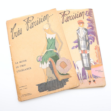 TWO ISSUES OF THE ELEGANT FASHION MAGAZINE TRE PARISIEN 1925-1926 WITH ...