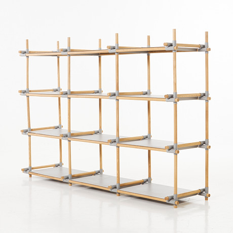 MENU. shelf system, "Stick shelf system", 3x3 sections, gray lacquered ...
