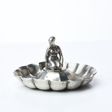 IB JUST ANDERSEN. Dish, pewter, dish with decoration of seated woman ...