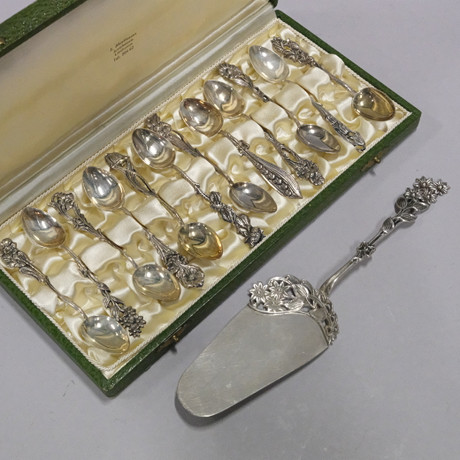 13 PIECES OF SILVER, "Swedish FLORA", SILVER, GEWE, MALMÖ, LAST HALF OF ...
