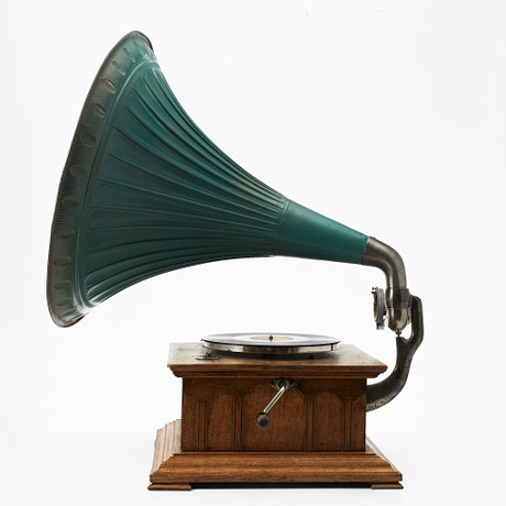Trichtergrammophon, Parlophon, frühes 20. Jahrhundert, Gehäuse aus ...