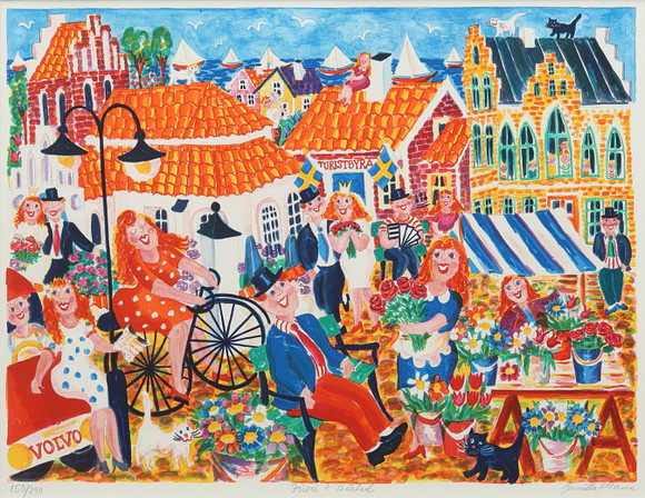 GUNILLA MANN. "Proposal in Båstad", lithograph no. 150/290, signed. Art ...