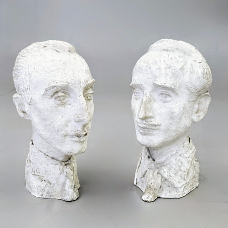 JOAN CARDELLÀ. TWO BUSTS IN STUCCO. SIGNED AND DATED 1949 AND 1955. Art ...