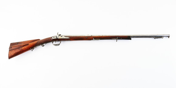 BLOCK RIFLE, with spring bayonet, Swedish, around 1800, changed from a ...