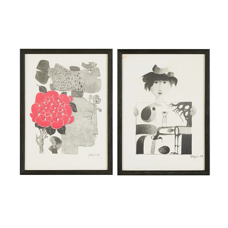 STIG LINDBERG. Figure compositions 2 pcs., signed and dated in the ...