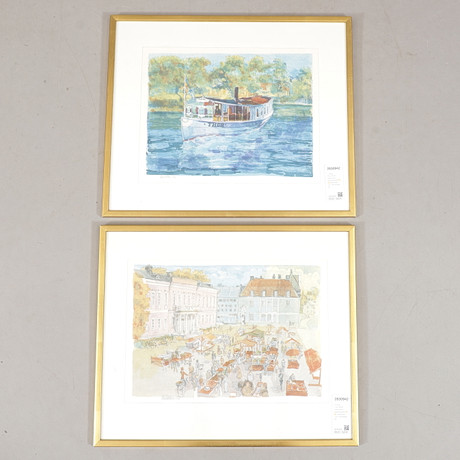 CLAES FOLCKER. Växjömotiv, färglitografier, 2 st, signerade och ...