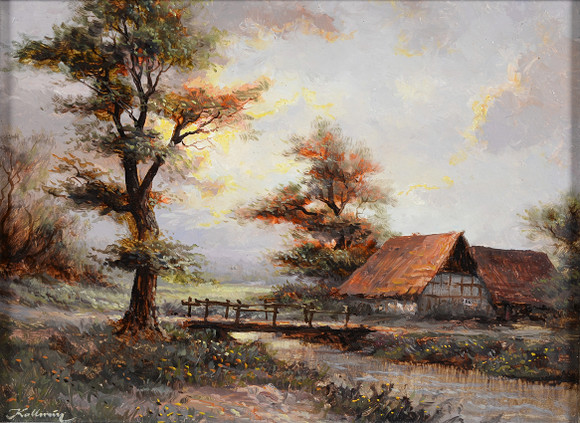 KALLWEIN. ”Höstlandskap med gård”. Olja på masonit. Konst - Måleri ...