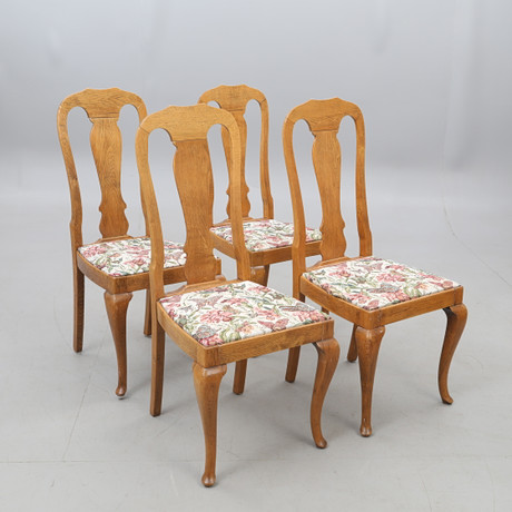 SILLAS, 4 piezas, roble, estilo rococó "rococó granjero", primera mitad ...