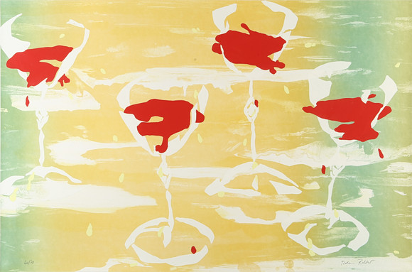 MELANIE RICHTER (FÖDD 1964). färglitografi, "Red Wine glasses ...