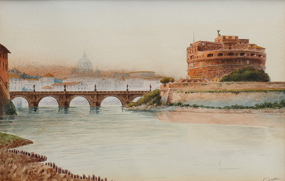 EUGENIO GIUSEPPE CONTI. PONTE SAN'ANGELO, I FONDEN PETERSKYRKAN. Konst ...