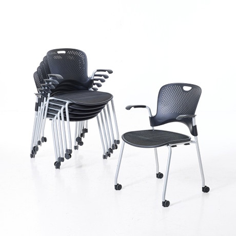 HERMAN MILLER, stolar, 6 st., stomme av metall, formgjuten plast och ...