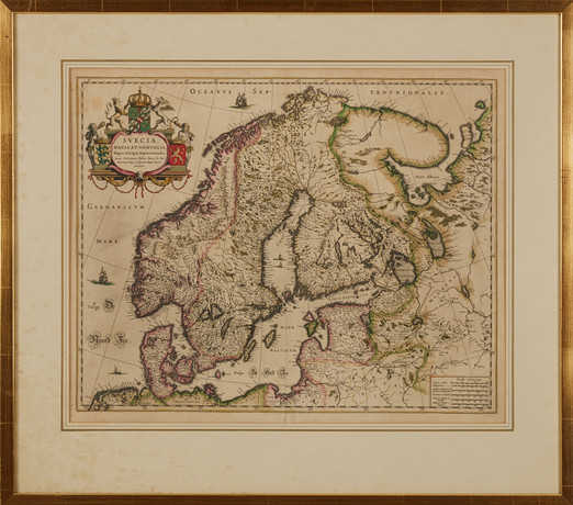 MAP OF SCANDINAVIA BY BLAEU, Svecia, Dania, et Norvegia, ca 1650-60 ...