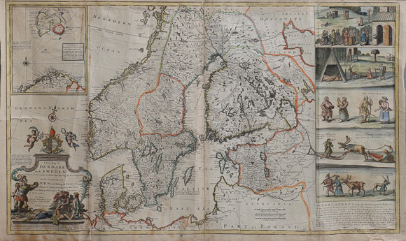 ANTIQUE MAP. A NEW MAP OF DENMARK AND SWEDEN CA. 1720 WITH FIGURE ...