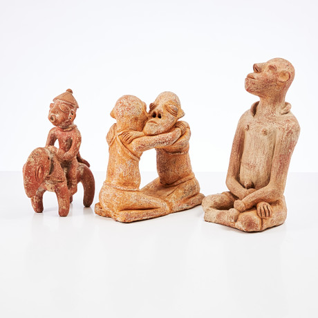 SCULPTURES, 3, 1900s, Mali, copies after Djenne, patinated earthenware ...