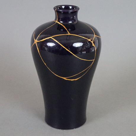 “KINTSUGI” VASE - Meiping vase with bluish-purple glaze. Ceramics ...