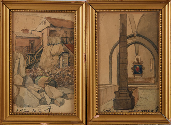 GUSTAF WILHELM PALM (1810-1890). (2) Stånga church and farm motifs ...