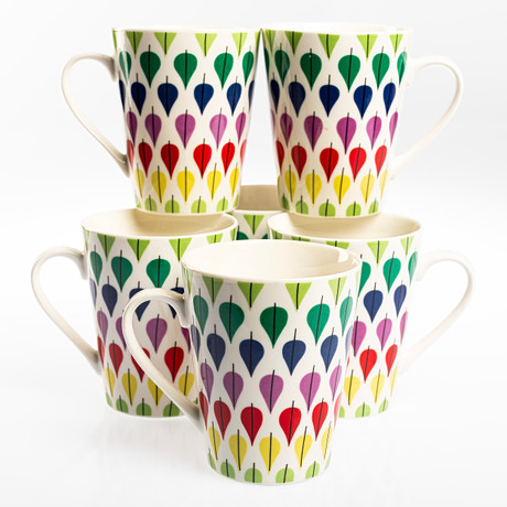 STIG LINDBERG. Muggar, 6st, "Fallande löv". Keramik & Porslin ...