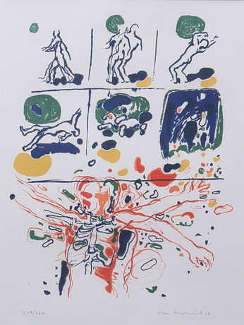 OLLE ÄNGKVIST. Color lithograph, figure composition, numbered 224/260 ...