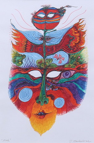 INGVAR ZACKRISSON. Painting, "Mask", signed. Art - Engravings & Prints ...