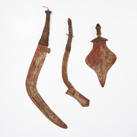 BLANK WEAPON, 3 pcs, Africa, of which 1 pc Ngul/Mbuun ekenga knife, D ...