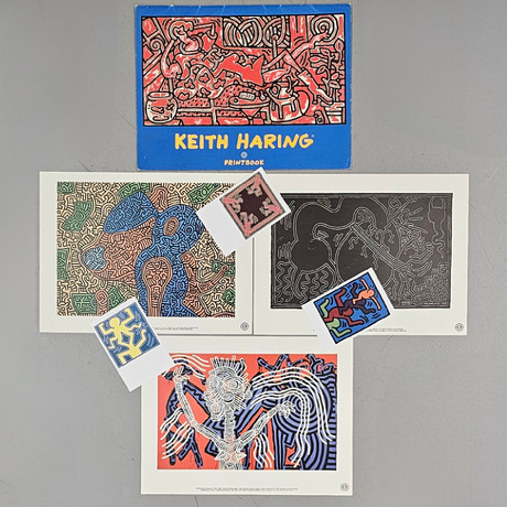 KEITH HARING. REPLICA. "KEITH HARING PRINT BOOK" TWO POSTERS ON PAPER ...