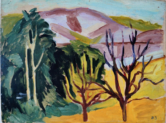 BIRGER SIMONSSON. Landskap, olja på pannå, signerad med init. Konst ...