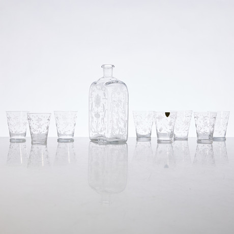 EDWARD HALD. Brandy still "Drömmen", seltzer glass, 8 pcs., "Starry sky ...