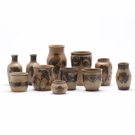 COLLECTION OF CERAMICS, 11 parts, Lauritz Hjort, Bornholm. Ceramics & Porcelain - European ...
