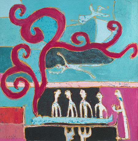 CAMILLA PYK (F. 1966). Rituaali, sekatekniikka, signeerattu C.Pyk ...